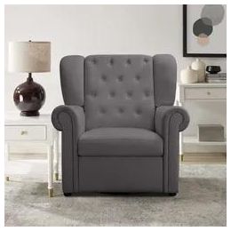 Relaxsessel LEONIQUE "Lillyse", grau, B:88cm H:107cm T:87cm, 100% Polyester, Sessel, Drehbar und mit Schaukelfunktion