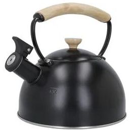 Wasserkessel LA CAFETIÈRE "La Cafetière", schwarz, B:19cm H:19cm L:19cm, Töpfe, pfeifend, mit Holzgriff, 1,6 Liter, Induktion