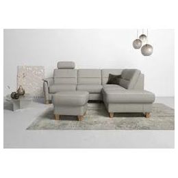 Ecksofa Home Affaire "Palmera L-Form, B: 236 cm", grau (lightgrau), B:236cm H:89cm T:212cm, Luxus-Microfaser (100% Polyester);Struktur (100% Polyester);Luxus-Microfaser in Lederoptik (100% Polyester), Sofas, optional Bettfunktion & Bettkasten, Federkern