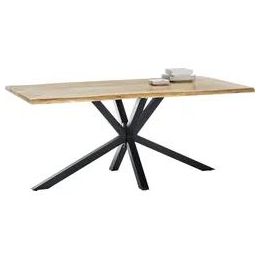 SIT-MÖBEL Baumkantentisch SIT, braun (natur, antikschwarz, antikschwarz, natur), B:160cm H:78cm T:85cm, Platte Akazie, Gestell Metall, Tische, mit Baumkante wie gewachsen