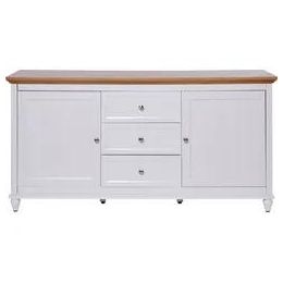 Sideboard Jahnke "COTTAGE SB 150", weiß (montana eiche, weiß), B:150cm H:80,5cm T:39,8cm, Holzwerkstoff, Sideboards, Sideboard, Landhausstil, 2 Türen und 3 Schubladen, Breite ca. 150 cm