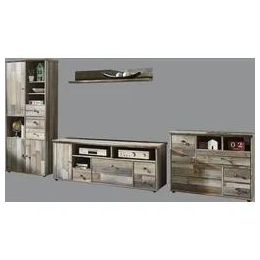 Wohnwand Innostyle "BONANZA", braun (driftwood nachbildung), B:374cm H:188cm T:52cm, Holzwerkstoff, Metall, Kastenmöbel-Sets