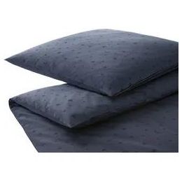 Bettw&auml;sche Elegante "Stars", blau (navy), B/L: 135cm x 200cm, 1 Stk., 1 Stk., Jacquard, B/L: 80cm x 80cm, 2 Stk., Jacquard, Obermaterial: 100% Baumwolle, Bettw&auml;sche, Bettw&auml;sche, angenehmes Hautgef&uuml;hl