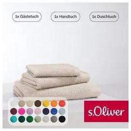 Handtuch Set s.Oliver "s.Oliver, Premium Qualität, 600 gr/m2", beige (natur), 3 Stk., Walkfrottier, Obermaterial: 100% Baumwolle, Handtuch-Sets, 1 Gästetuch 30x50 cm, 1 Handtuch 50x100 cm, 1 Duschtuch 70x140 cm