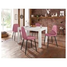 Essgruppe Inosign, rosa (weiß, rosa,), B:120cm, Sitzmöbel-Sets, mit Esstisch 120 cm breit