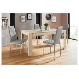 Essgruppe Inosign "Lynn160/Brooke", grau (eichefarben, grau,), B:160cm, Sitzmöbel-Sets, Tisch mit 4 Stühlen