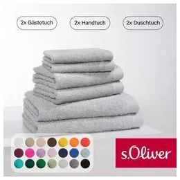 Handtuch Set s.Oliver "s.Oliver, Premium Qualität, 600 gr/m2", grau (hellgrau), 6 Stk., Walkfrottier, Obermaterial: 100% Baumwolle, Handtuch-Sets, 2 Gästetücher 30x50, 2 Handtücher 50x100, 2 Duschtücher 70x140
