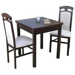 Essgruppe "3tlg. Tischgruppe", beige (nussbaum, nachbildung, beige, nussbaum, nachbildung), B:44cm H:94cm T:46cm, FSC-zertifizierter Holzwerkstoff, FSC-zertifiziertes Massivholz, HOFMANN LIVING AND MORE, Sitzmöbel-Sets, Stühle montiert