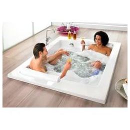 Whirlpool-Badewanne Ottofond "Maharaja", weiß, B:135cm H:44,5cm L:195cm T:135cm, Sanitäracryl, Badewannen, Typ Exklusiv chrom und zwei Nackenrollen