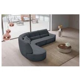 Ecksofa Egoitaliano "Puffy, extravagant & edel, Retro Designsofa, hoher Sitzkomfort, L-Form", grau (charcoal), B:330cm H:88cm T:205cm, Sofas, mit Ottomane, wahlweise mit und ohne elektrischer Relaxfunktion