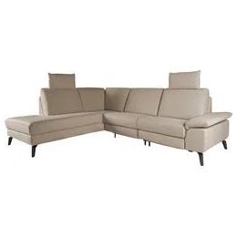 Ecksofa Alina, beige (beige gba 2), B:243cm H:118cm T:210cm, Struktur GBA (100% Polyester), Sofas, inkl. Kopfstützen, wahlweise mit Relaxfunktion, Breite: 243 cm, Topseller
