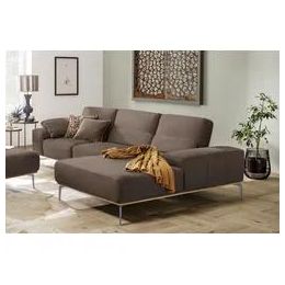 Ecksofa W.Schillig "run, Designsofa mit tollem Sitzkomfort, bequem, L-Form", braun (chocolate w82), B:319cm H:88cm T:178cm, Longlife Xtra-Leder Z73: Naturwalkleder der Luxusklasse aus den erlesensten Rohhäuten. Hautstärke 1, 1 – 1, 3 mm;ROHLEDER Jacquard-Flachgewebe Q2 W60 (63% Polyester, 37% Polyacryl);ROHLEDER Chenille-Flachgewebe Q2 W77 (68% Polyacryl, 32% Polyester);Stoff S37 (100% Polyester),