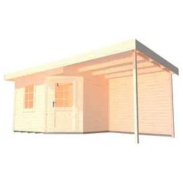 Gartenhaus Weka "Designhaus 213A Gr.2", beige (naturbelassen), Fußboden im Gartenhaus, Rückwand, Gartenhäuser