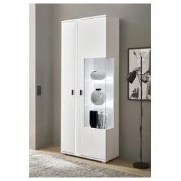 Vitrine Inosign "LONG ISLAND, Stauraumvitrine", weiß, B:80cm H:200cm T:35cm, Holzwerkstoff, Schränke, in moderner Trendfarbe,inklusive senkrechter Beleuchtung,Breite 80 cm