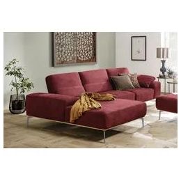 Ecksofa W.Schillig "run, Designsofa mit tollem Sitzkomfort, bequem, L-Form", rot (ruby rot z73), B:319cm H:88cm T:178cm, Longlife Xtra-Leder Z73: Naturwalkleder der Luxusklasse aus den erlesensten Rohhäuten. Hautstärke 1, 1 – 1, 3 mm;ROHLEDER Jacquard-Flachgewebe Q2 W60 (63% Polyester, 37% Polyacryl);ROHLEDER Chenille-Flachgewebe Q2 W77 (68% Polyacryl, 32% Polyester);Stoff S37 (100% Polyester), So