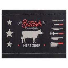 Fußmatte "BBQ Grillunterlage BEEF, Made in Belgium", schwarz, B:90cm H:5mm L:120cm, Polyamid, PRIMAFLOR-IDEEN IN TEXTIL, Teppiche, Grillmatte ideal als Bodenschutz, ruschhemmend, waschbar