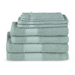 Handtuch Set Good Morning "Uni", grün (sage grün), B:70cm L:140cm, Frottee, Frottee, Handtücher, Baumwolle, Walkfrottee, Bordüre, 500 GSM,Einfarbig, ohne Aufhängung