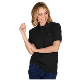Poloshirt TRIGEMA "TRIGEMA Poloshirt DELUXE Piqué", Damen, Gr. 4XL, schwarz, 100% Baumwolle, Basic, Shirts