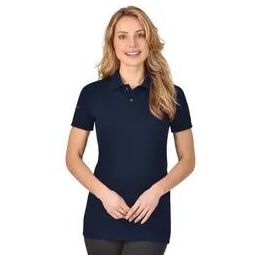 Poloshirt TRIGEMA "TRIGEMA Poloshirt aus elast. Piqué", Damen, Gr. XXL, blau (navy), 94% Baumwolle, 6% Elastan, Basic, Shirts