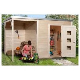 Gartenhaus Weka "WekaLine 413A Gr.1", beige (naturbelassen), Fußboden im Gartenhaus, ohne Dacheindeckung, Holzwerkstoff, Gartenhäuser