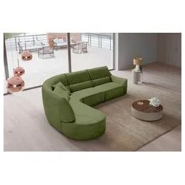 Ecksofa Egoitaliano "Puffy, extravagant & edel, Retro Designsofa, hoher Sitzkomfort, L-Form", grün (kiwi), B:330cm H:88cm T:205cm, Sofas, mit Ottomane, wahlweise mit und ohne elektrischer Relaxfunktion