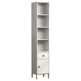 Hochschrank Welltime "Kall", weiß (weiß lackiert), B:35cm H:188cm T:33cm, Massivholz, Schränke, Badschrank aus Kiefer-Massivholz mit Schublade - (B/T/H) 35/33/188 cm