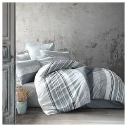 Bettwäsche Schiesser "Adele aus weicher Baumwolle mit im Paisley-Streifen-Look", grau, B/L: 155cm x 220cm, 1 Stk., 1 Stk., Renforcé, B/L:, 2 Stk., Renforcé, Obermaterial: 100% Baumwolle, Bettwäsche, MADE IN GREEN by OEKO-TEX