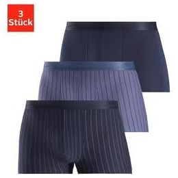 Boxer s.Oliver "Boxershorts für Herren", Herren, Gr. XL, blau (navy, gestreift, blau, gestreift, navy, uni), Jersey, Obermaterial: 92% Baumwolle, 8% Elasthan (LYCRA), gestreift, unifarben, körpernah, Unterhosen, in Streifen und Uni aus Baumwoll-Mix