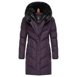 Steppmantel Ragwear "Natalka Cosy", Damen, Gr. XXL(44), lila (pflaume), Außenmaterial: 100% Polyester, Innenfutter: 100% Polyester, Wattierung: 100% Polyester, tailliert ca. Mitte Oberschenkel, hoch geschlossener Ausschnitt, Ärmel ohne Ärmelschlitz Strickbündchen, Mäntel, Damen Wintermantel mit flauschigem Kunstfell am Kragen, Topseller