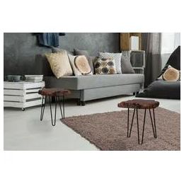 Beistelltisch Kayoom "Woody 310, Beistelltisch aus Naturmaterial, Holz-Tischplatte", beige (natural), Tische, B/H/T: 30cm x 40cm x 30cm, Platte: 100% Dattelholz klar lackiert, Gestell: 100% Eisen, Naturbelassener Design-Beistelltisch, Holz-Tischplatte, B:30cm H:40cm T:30cm