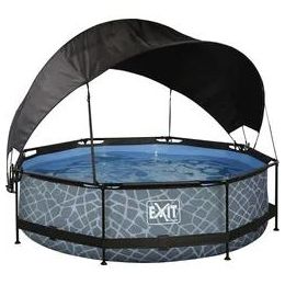Framepool EXIT "inkl. Sonnensegel", grau, H:76cm Ø:300cm, Schwimmbecken, ØxH: 300x76 cm, mit Kartuschenfilterpumpe und Sonnensegel
