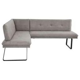 K+w Komfort & Wohnen Eckbank K+W KOMFORT & WOHNEN, grau (hellgrau), B:157cm H:87cm T:207cm, Sitzbänke, Polstereckbank in Spitzkissenoptik, Sitz und Rücken gesteppt