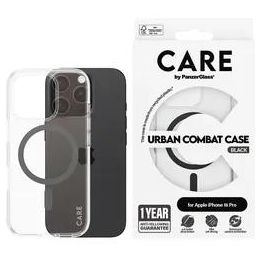 CARE BY PANZERGLASS Handyhülle "Urban Combat Case mit MagSafe für Apple iPhone 16 Pro", schwarz (transparent, schwarz), B:11cm H:1,8cm T:19,5cm, Hüllen, Backcover, Schutzhülle, Handyschutzhülle, Case, Schutzcase, stoßfest