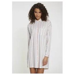 Nachthemd Vivance DREAMS, Damen, Gr. 32/34, N-Gr, bunt (bunt gestreift), Single Jersey, Obermaterial: 50% Baumwolle, 50% Viskose, gestreift, loose fit, hoch geschlossener Ausschnitt, Manschette, Kleider, in Hemd-Stil