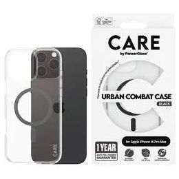 CARE BY PANZERGLASS Handyhülle "Urban Combat Case mit MagSafe für Apple iPhone 16 Pro Max", schwarz (transparent, schwarz), B:11cm H:1,9cm T:19,6cm, Hüllen, Backcover, Schutzhülle, Handyschutzhülle, Case, Schutzcase, stoßfest