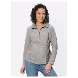 Fleeceshirt Casual Looks "Fleece-Shirt", Damen, Gr. 54, grau (hellgrau, steingrau), 100% Polyester, gemustert, mehrfarbig, Shirts