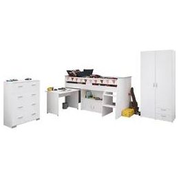 Jugendzimmer-Set Parisot "Parisot, Reverse 11", weiß, B/H: 90cm x 200cm, Schlafzimmermöbel-Sets, ausziehbarer Schreibtisch auf Rollen, viel Stauraum, Kleiderschrank