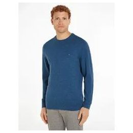Rundhalspullover Tommy Hilfiger "PIMA ORG CTN CASHMERE CREW NECK", Herren, Gr. 3XL, blau (donegal aegean sea), Obermaterial: 92% Baumwolle, 8% Kaschmir, casual, Rundhals, Langarm, Pullover