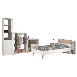 Jugendzimmer-Set Parisot "Parisot Aalborg 4", weiß (023, weiß, 157, japanische eiche), B/H: 90cm x 200cm, Schlafzimmermöbel-Sets