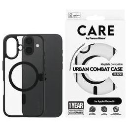 CARE BY PANZERGLASS Handyhülle "Urban Combat Case mit MagSafe für Apple iPhone 16", schwarz (schwarz, transparent), B:11cm H:2cm T:19,5cm, Hüllen, Backcover, Schutzhülle, Handyschutzhülle, Case, Schutzcase, stoßfest