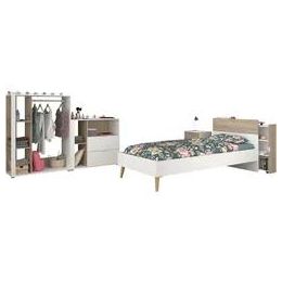 Jugendzimmer-Set Parisot "Parisot Aalborg 5", weiß (023, weiß, 157, japanische eiche), Aalborg 5, B/H: 90cm x 200cm, Aalborg 5, Schlafzimmermöbel-Sets