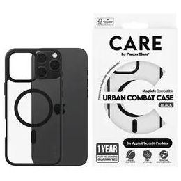 CARE BY PANZERGLASS Handyhülle "Urban Combat Case mit MagSafe für Apple iPhone 16 Pro Max", schwarz (schwarz, transparent), B:11cm H:2cm T:19,5cm, Hüllen, Backcover, Schutzhülle, Handyschutzhülle, Case, Schutzcase, stoßfest