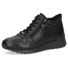 Keilsneaker Caprice, Damen, Gr. 37, schwarz, Nappaleder, unifarben, Schuhe Sneaker, Winterboots, Schnürschuh, High-Top-Sneaker, in bequemer Weite