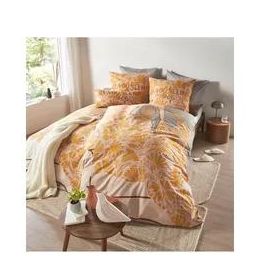 Bettwäsche Heine HOME Gr. 1, gelb (ocker, sesam, bedruckt), B/L: 135cm x 200cm, Renforcé, B/L: 80cm x 80cm, 2 Stk., Renforcé, 100% Baumwolle, Bettwäsche
