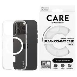 CARE BY PANZERGLASS Handyhülle "Urban Combat Case mit MagSafe für Apple iPhone 16 Pro", weiß (transparent, weiß), B:11cm H:1,8cm T:19,5cm, Hüllen, Backcover, Schutzhülle, Handyschutzhülle, Case, Schutzcase, stoßfest