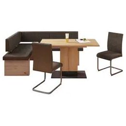 Essgruppe Hela "BERKEL", schwarz (artisan eiche, schwarz, braun, braun, artisan eiche, schwarz), Webstoff, Synchron-Auszug, Artisan Eiche/Schwarz,Braun, Holzwerkstoff, Metall, Stoff, Sitzmöbel-Sets, Synchronauszug;Säulentisch;beidseitig montierbar;Schwinger