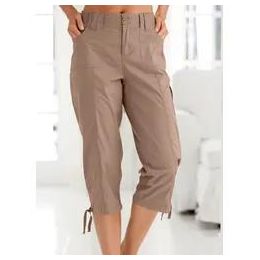 Caprihose Casual Looks, Damen, Gr. 23, Kurzgrößen, grau (taupe), 98% Baumwolle, 2% Elasthan, unifarben, 3/4-Länge, Hosen
