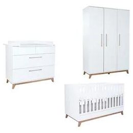 Babymöbel-Set Arthur Berndt "Babyzimmer Set »Lina« 3-teilig", weiß (kreideweiß), B/H: 70cm x 140cm, Hartfaserplatte, Holzwerkstoff, Massivholz, Melamin, Metall, Schlafzimmermöbel-Sets