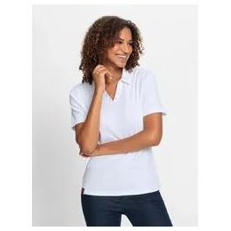 Poloshirt Casual Looks "Poloshirt", Damen, Gr. 42, weiß, 95% Baumwolle, 5% Elasthan, unifarben, V-Ausschnitt, Shirts