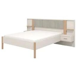 Bett Home Affaire "Belfort Bettanlage, mit gepolstertem Kopfteil, weicher Cordstoff", grau (hellgrau, hellgrau, artisan eiche), B:268cm H:115cm L:208,5cm, 92%PES, 8%NY, Betten, Liegefläche 160x200cm, FSC-zertifizierter Holzwerkstoff